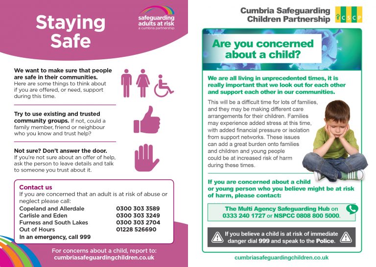Safeguarding flyer for Cumbrian residents – Hensingham Primary School